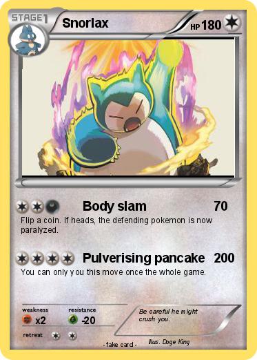 Pokémon Snorlax 829 829 - Body slam - My Pokemon Card