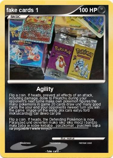Pokémon fake cards 1 1 - Agility - My Pokemon Card