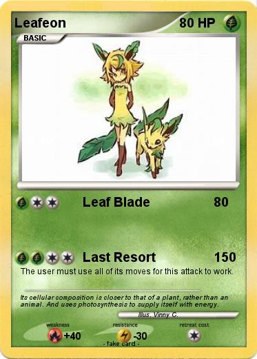 Pokémon Leafeon 642 642 - Leaf Blade - My Pokemon Card
