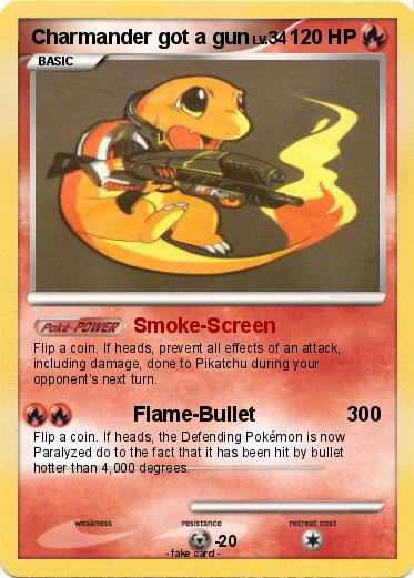 Pokémon Charmander got a gun - Smoke-Screen - My Pokemon Card