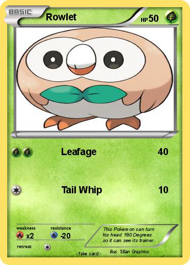 Pokémon Rowlet 29 29 - Leafage - My Pokemon Card