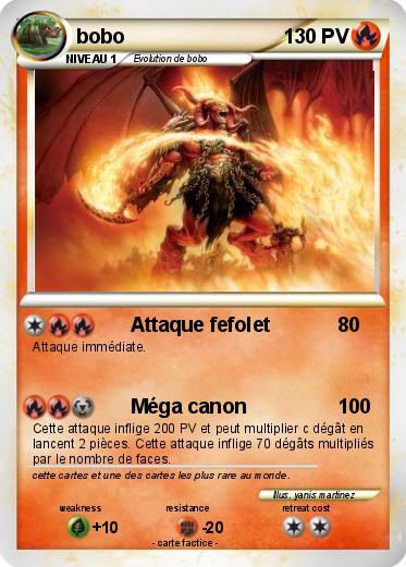 Pokémon bobo 101 101 - Attaque fefolet - Ma carte Pokémon