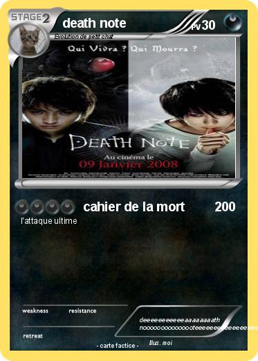 Pokémon death note 31 31 - cahier de la mort - Ma carte Pokémon