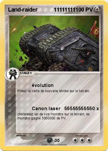 Pokémon Land raider 11111111 11111111 - évolution - Ma carte Pokémon