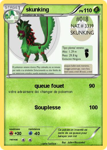 Pokémon skunking - queue fouet - Ma carte Pokémon