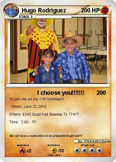 Pokémon Hugo Rodriguez - I choose you!!!!!!! - My Pokemon Card