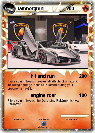 Pokémon lamborghini 750 750 - hit and run - Ma carte Pokémon