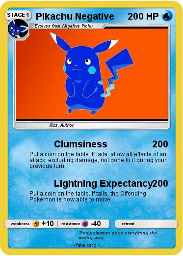 Pokémon Pikachu Negative - Clumsiness - My Pokemon Card