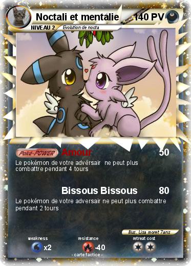 Pokémon Noctali et mentalie - Amour - Ma carte Pokémon