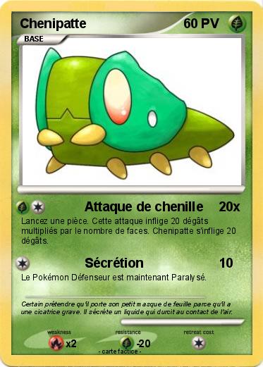 Pokémon Chenipatte - Attaque de chenille - Ma carte Pokémon
