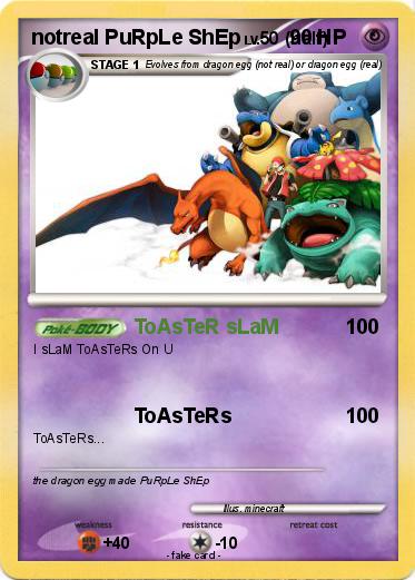 Pokémon notreal PuRpLe ShEp - ToAsTeR sLaM - My Pokemon Card