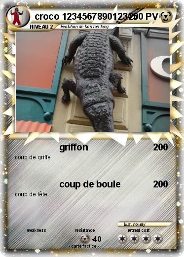 Pokémon croco 123456789012345 123456789012345 - griffon - Ma carte Pokémon
