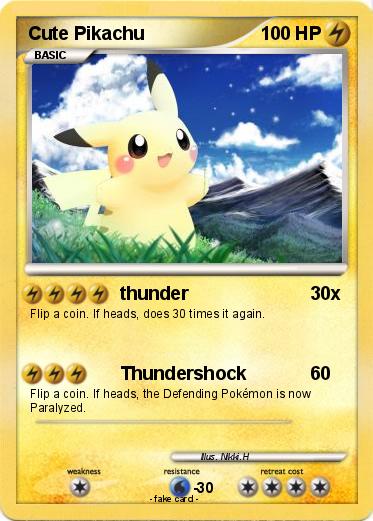 Pokémon Cute Pikachu 18 18 - thunder - My Pokemon Card