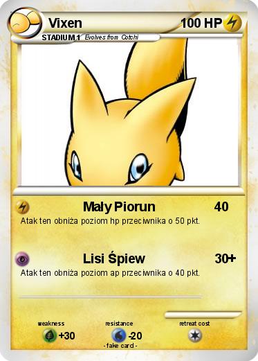 Pokémon Vixen - Mały Piorun - Twoja własna karta pokemon