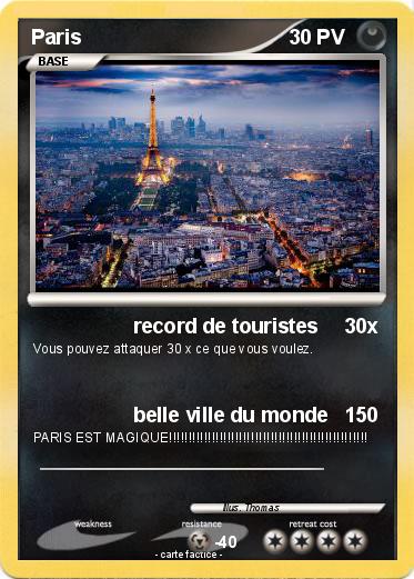 Pokémon Paris 292 292 - record de touristes - Ma carte Pokémon