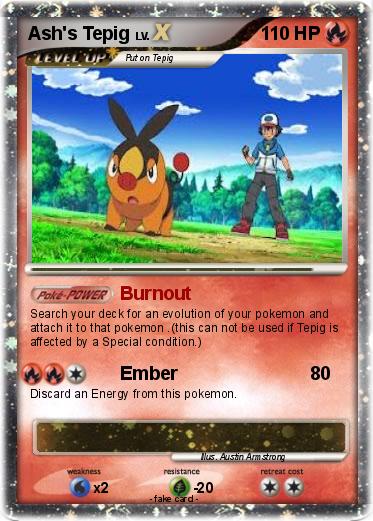 Pokémon Ash s Tepig 8 8 - Burnout - My Pokemon Card