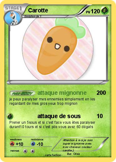 Pokémon Carotte 31 31 - attaque mignonne - Ma carte Pokémon