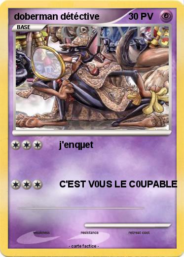 Pokémon doberman detective - j'enqµet - Ma carte Pokémon