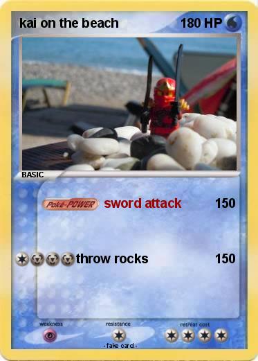 Pokémon kai on the beach - sword attack - My Pokemon Card