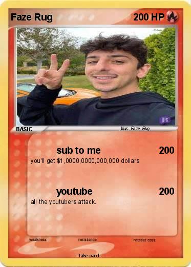 Pokémon Faze Rug 12 12 - sub to me - My Pokemon Card