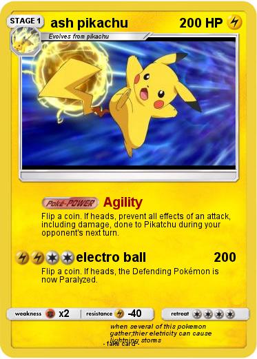 Pokémon ash pikachu 128 128 - Agility - My Pokemon Card