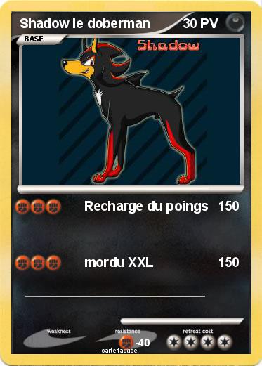 Pokémon Shadow le doberman - Recharge du poings - Ma carte Pokémon