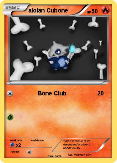 Pokémon alolan Cubone - Bone Club - Twoja własna karta pokemon
