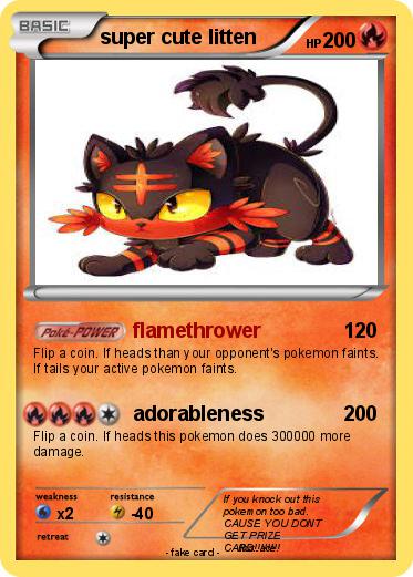Pokémon super cute litten - flamethrower - My Pokemon Card