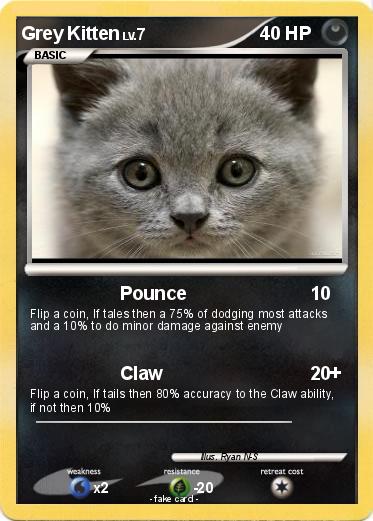 Pokémon Grey Kitten - Pounce - My Pokemon Card