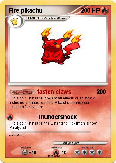 Pokémon Fire pikachu 107 107 - fasten claws - My Pokemon Card