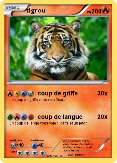 Pokémon tigrou 241 241 - coup de griffe - Ma carte Pokémon