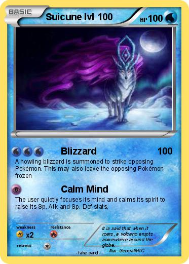 Pokémon Suicune lvl 100 100 - Blizzard - My Pokemon Card