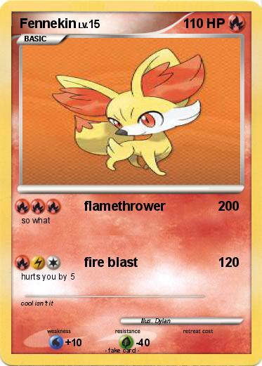 Pokémon Fennekin 304 304 - flamethrower - My Pokemon Card