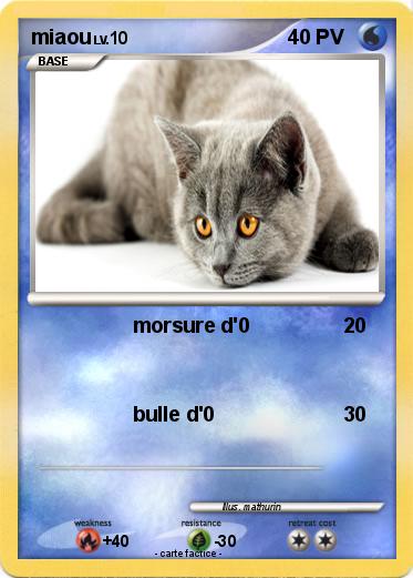 Pokémon miaou 99 99 - morsure d'0 - Ma carte Pokémon