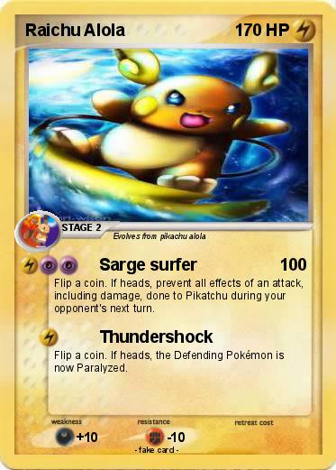 Pokémon Raichu Alola 7 7 - Sarge surfer - My Pokemon Card