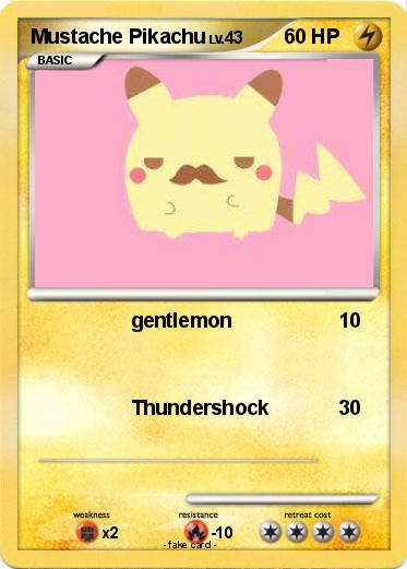 Pokémon Mustache Pikachu 16 16 - gentlemon - My Pokemon Card