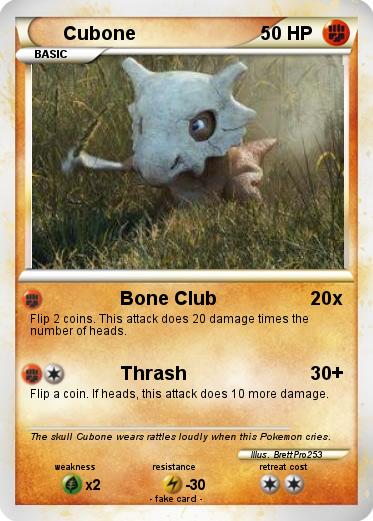 Pokémon Cubone 186 186 - Bone Club - My Pokemon Card