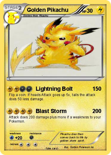Pokémon Golden Pikachu 15 15 - Lightning Bolt - My Pokemon Card