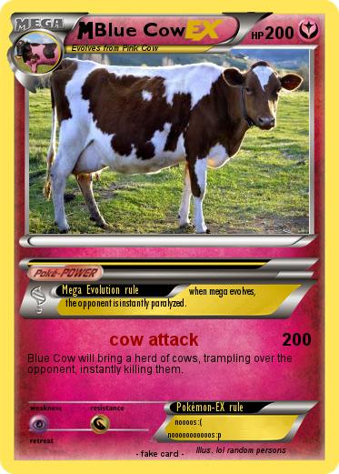 Pokémon Blue Cow 2 2 - cow attack - My Pokemon Card