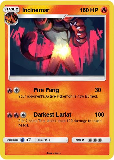 Pokémon Incineroar 183 183 - Fire Fang - My Pokemon Card