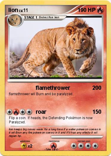 Pokémon lion 925 925 - flamethrower - My Pokemon Card