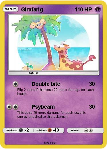Pokémon Girafarig 41 41 - Double bite - My Pokemon Card