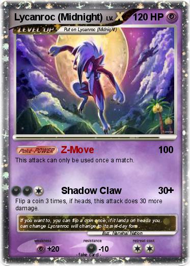 Pokémon Lycanroc Midnight 1 1 - Z-Move - My Pokemon Card
