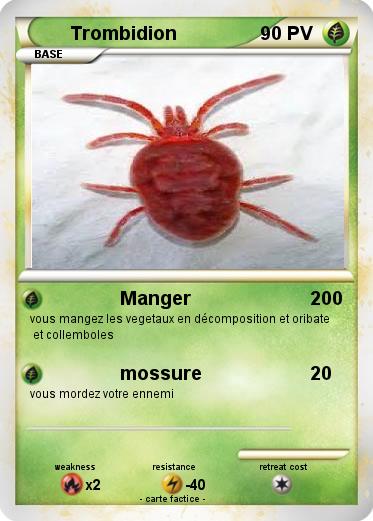 Pokémon Trombidion - Manger - Ma carte Pokémon