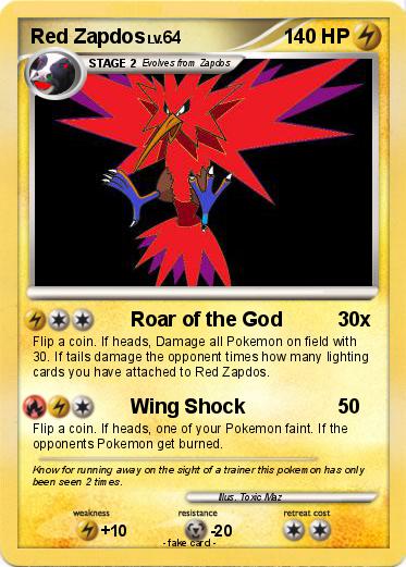 Pokémon Red Zapdos - Roar of the God - My Pokemon Card