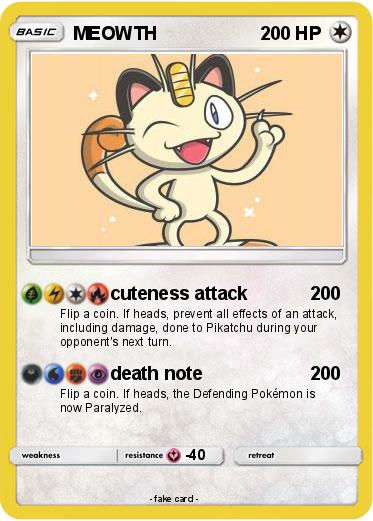 Pokémon MEOWTH 334 334 - cuteness attack - My Pokemon Card