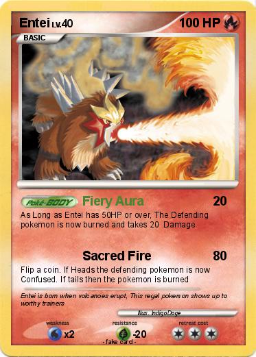 Pokémon Entei 1993 1993 - Fiery Aura - My Pokemon Card
