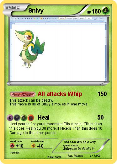 Pokémon Snivy 1380 1380 - All attacks Whip - My Pokemon Card