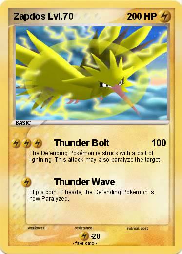 Pokémon Zapdos Lvl 70 70 - Thunder Bolt - My Pokemon Card