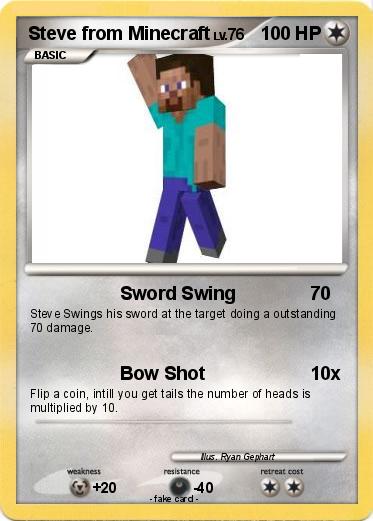 Pokémon Steve from Minecraft - Sword Swing - My Pokemon Card